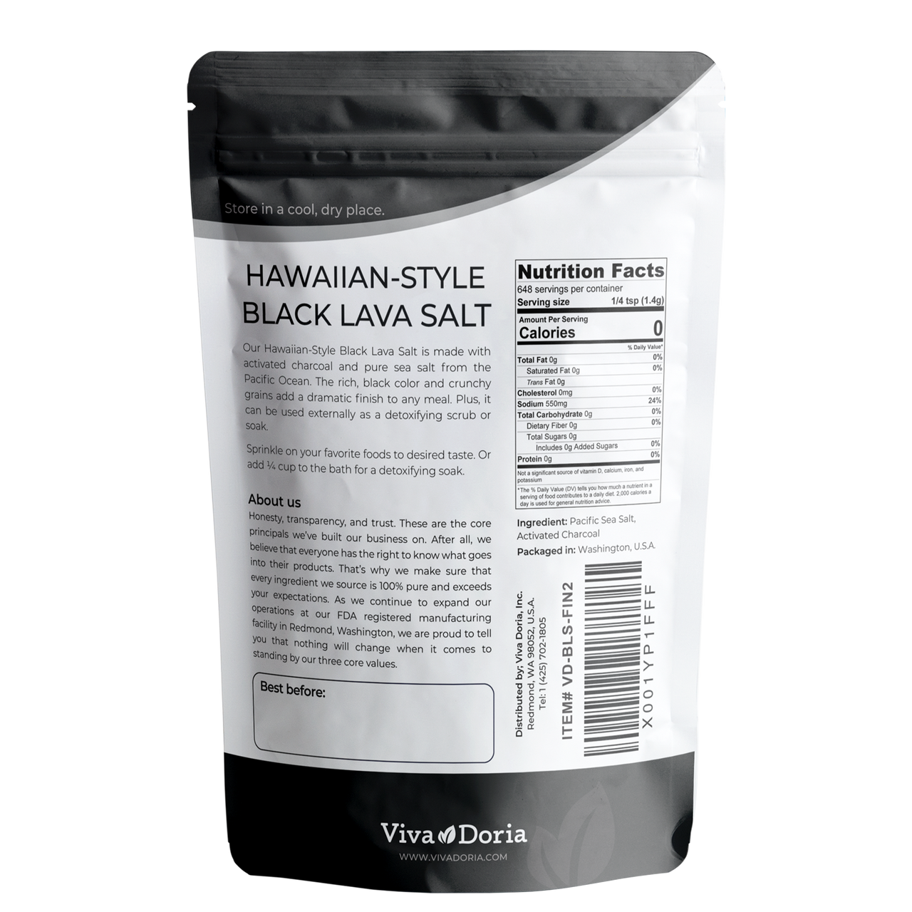 Black Lava Salt - Hawaiian Black Lava Sea Salt (Fine Grain)