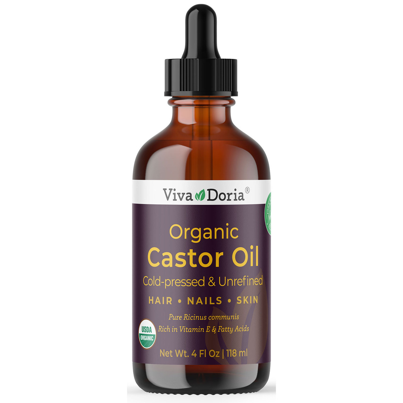 Castor Oil, USDA Certified Organic, 4 fl oz, USDA Certified Organic ...