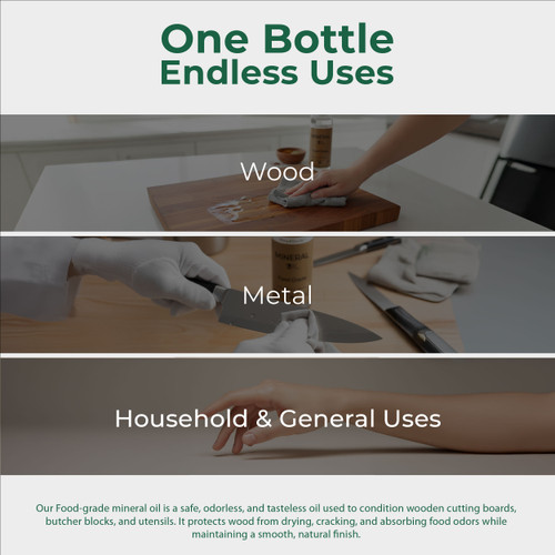 Food Grade Mineral Oil for Wood, Cutting Boards, Stainless Steel