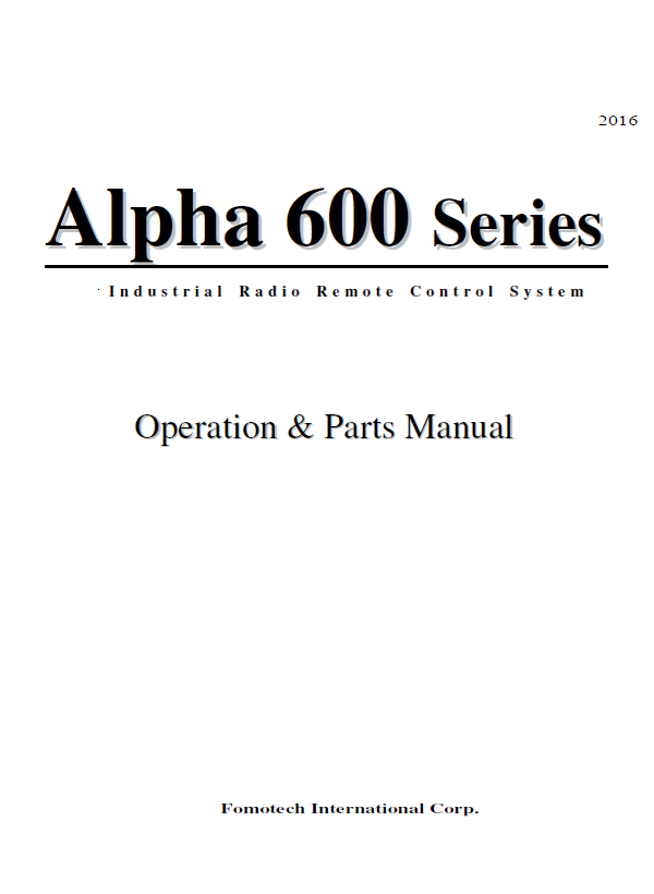 Fomotech Alpha 600 Series Radio Remote Control Manual Fomo_Alpha600_Man