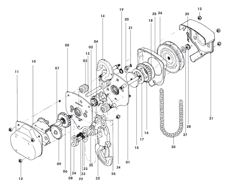 Shop All - Hoist Parts - Magna Hoist Parts - Magna Model CH- 1/2 Ton ...