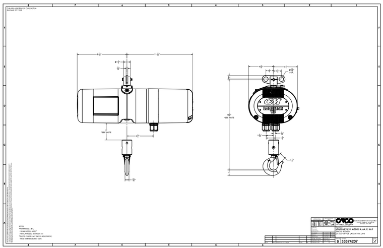 CM Lodestar VS Model L 1 Ton, 16 fpm Multi-Step (2 Step) LV10161D102MA