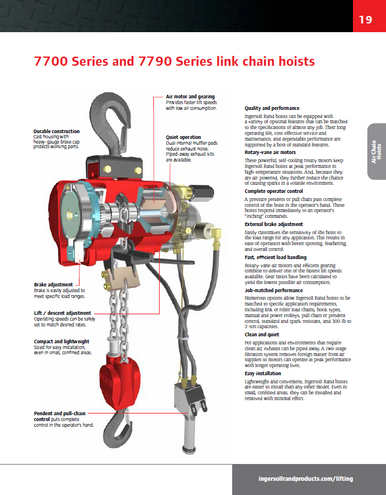 Ingersoll Rand Series 7700 & 7790 Air Chain Hoist Brochure IR_AirHoist_Bro