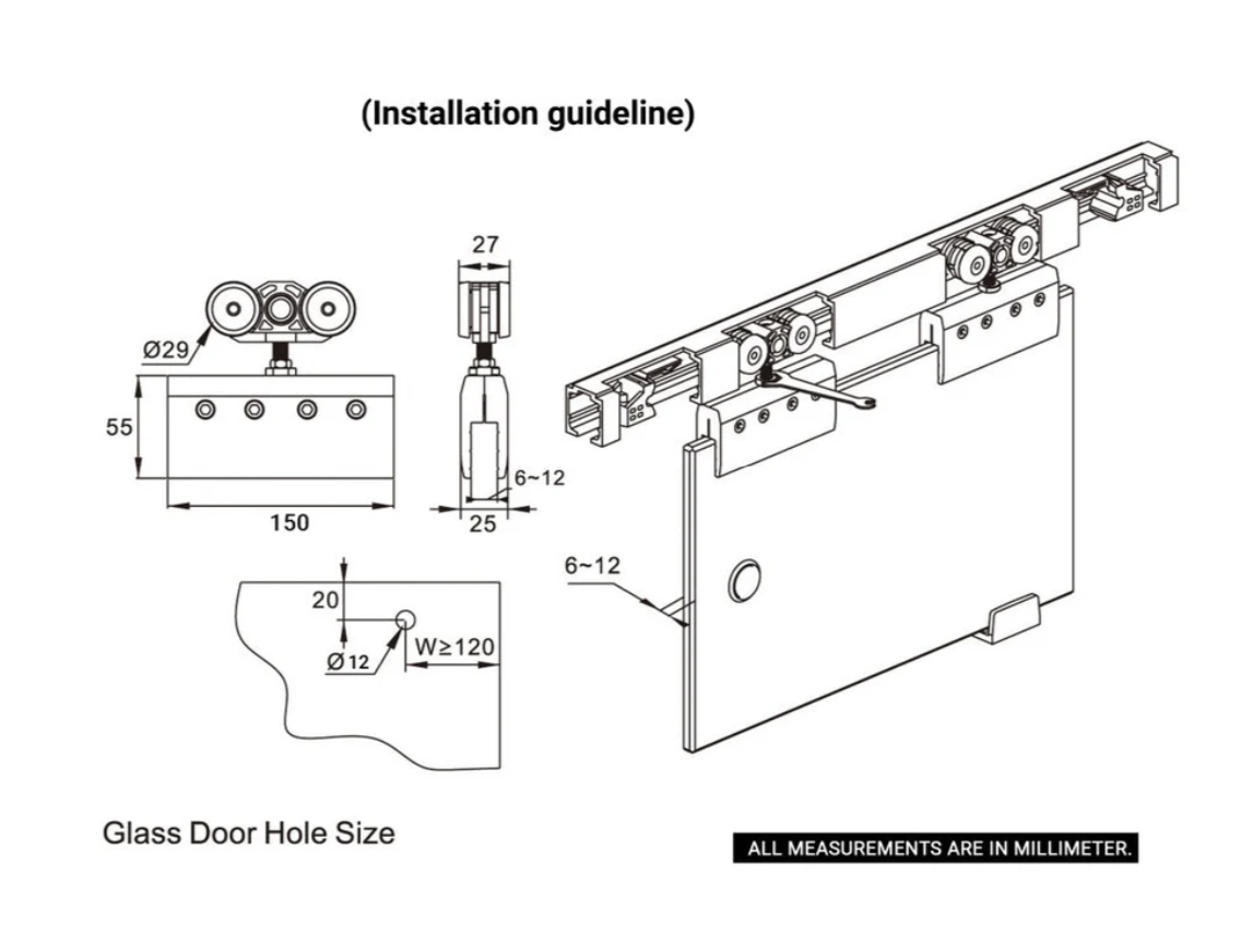 Sliding Door System Soft Close 80KG