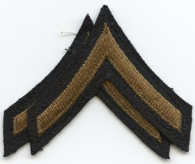 Pair WWII Private First Class Rank Stripes Moss Green Embroidery Light ...