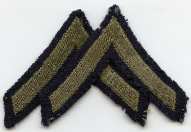 Small Pair WWII Private First Class Rank Stripes Olive Green Embroidery ...