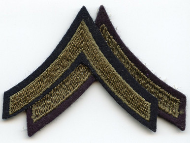 Pair WWII Private First Class Rank Stripes Olive Green Embroidery Mesh ...
