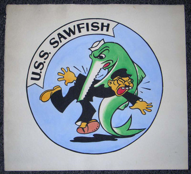 Large Original Watercolor for USS Sawfish SS-276 Insignia Featuring ...