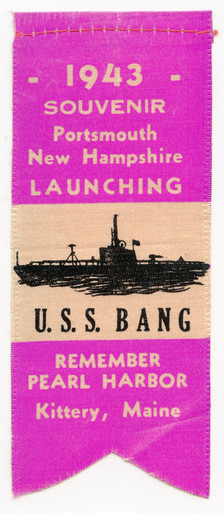 1943 Launch Ribbon for High-Scoring Submarine, USS Bang SS-385