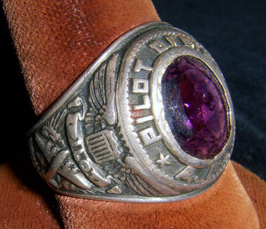 Sterling WWII USAAF Pilot Officer Ring with Amethyst