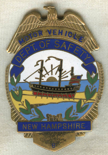 1962 New Hampshire Department of Safety Motor Vehicle Badge Enameled ...
