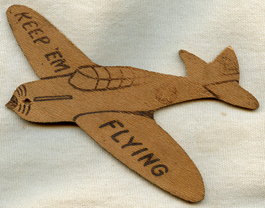 Cool WWII Home Front Wooden Cut Out of a Fighter Aircraft w/ KEEP 'EM ...