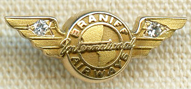 Beautiful 1950s Braniff 20years Long Service Lapel Pin 10K gold with 2 ...