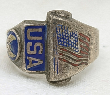 Wonderful WWII USAAF Air Man Ring in Enameled Sterling Silver