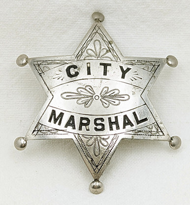 Wonderful Old West 1880s City Marshal 6p Ball Tip Star Badge with Great ...