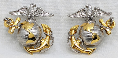 Beautiful Minty M1960 USMC Officer Dress Collar EGA's in Sterling ...