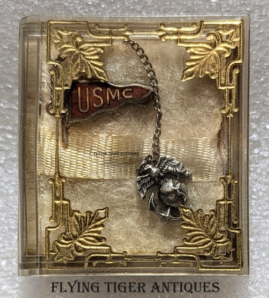 Wonderful 1930s USMC China Marine Enameled Silver Chained Sweetheart ...