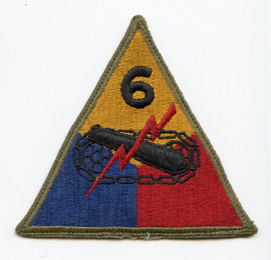 WWII US Army 6th Armored Division Shoulder Patch Worn & Removed From ...