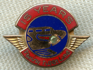 Iconic ca 1961 Flying Tiger Line 15 Year Service Pin in 10K Gold with ...