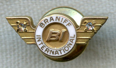 1960s Gold-Filled Braniff International Airways Service Lapel Pin ...