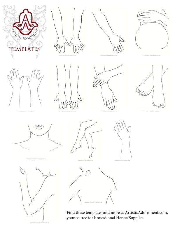 Free Henna Hand & Foot Templates - also shoulder, legs, etc - Artistic ...