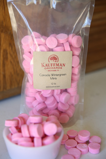 Wintergreen Pink Candy Canada Mint Lozenges - Kauffman Orchards