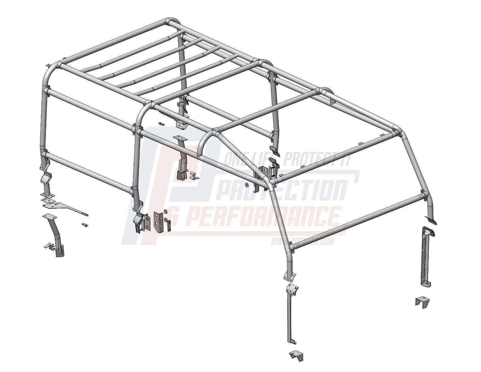 PPLR242 - 6 Point Full External Roll Cage for Land Rover Defender 110 ...