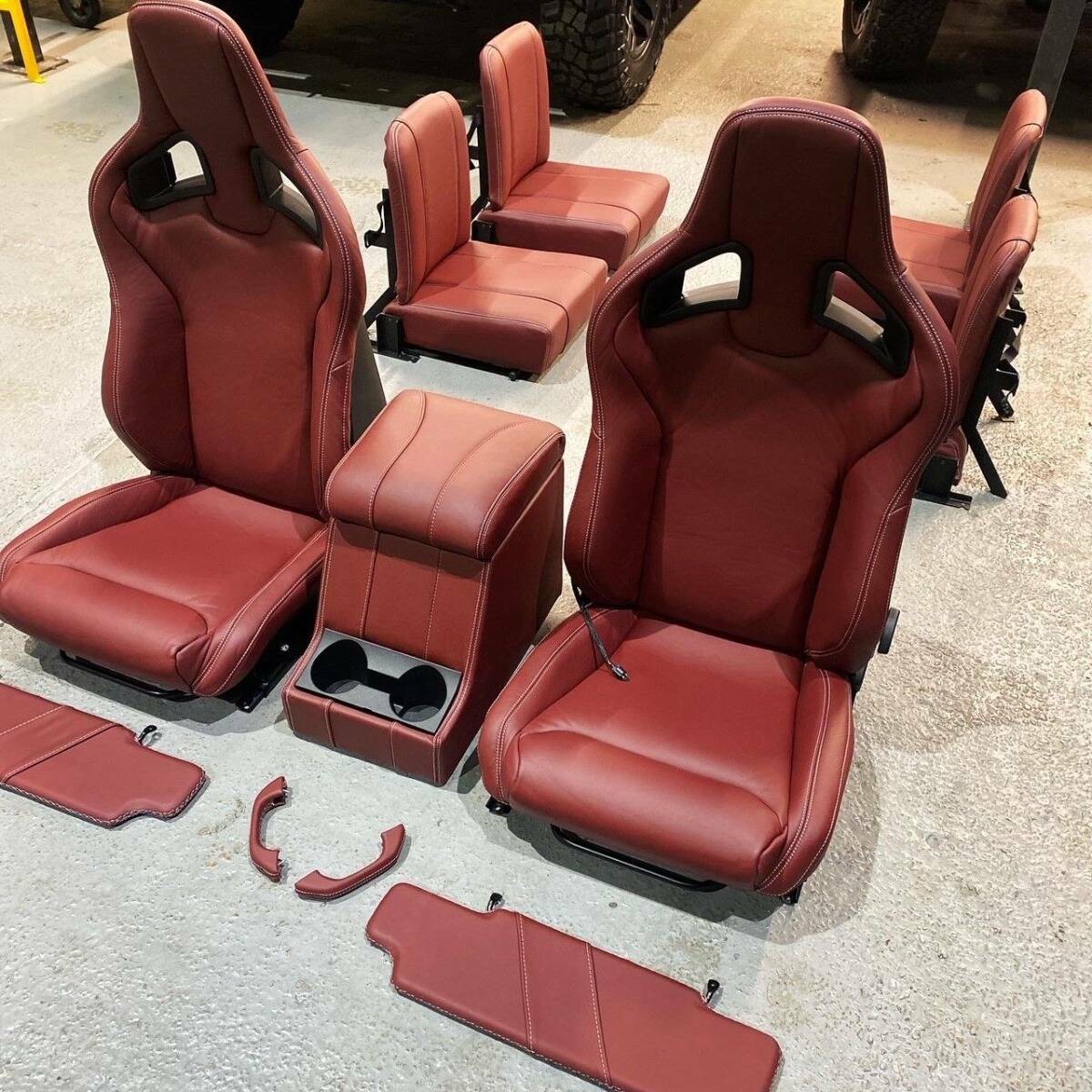 RECAROMUIRINTER - Burgundy Red 6 Seat Leather Interior - Heated Recaro ...