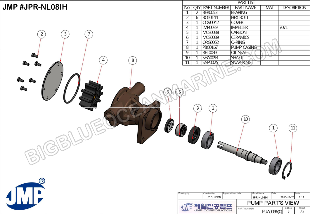 JMP Marine Northern Lights Genset Engine Cooling Raw Water Pump #JPR ...