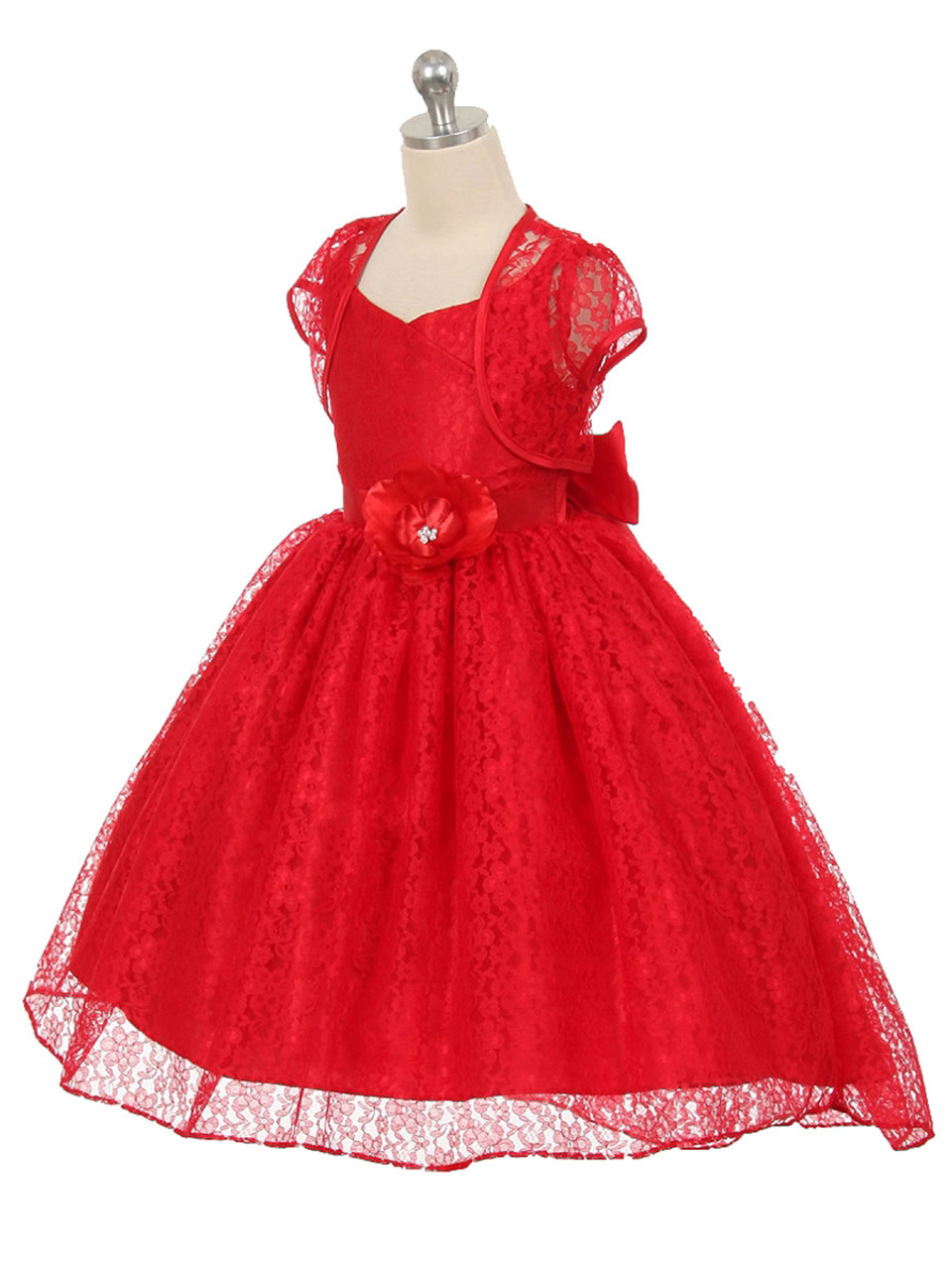 High Low Red Floral Lace Dress W Matching Bolero Pink Princess