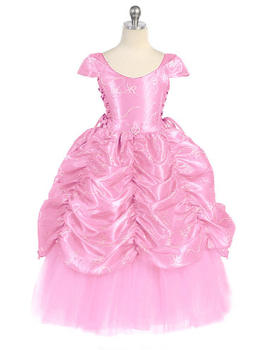 Pink Taffeta Embroidered Cinderella Dress - Pink Princess
