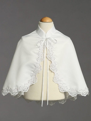 White Satin Cape w/ Lace Trim - Pink Princess