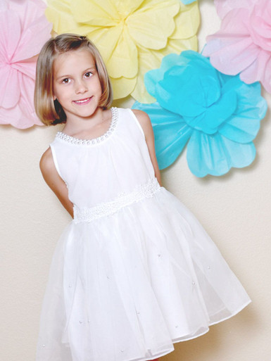 Mae Li Rose Ivory Pearl Necklace Dress - Pink Princess