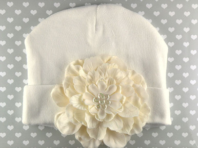 PLH Bows Ivory Flower Embellished Hat - Pink Princess