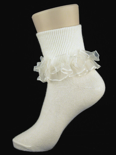 Ivory Ruffled Girl Socks - Pink Princess