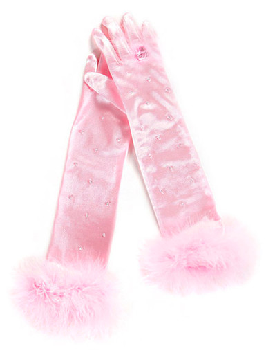 Pink Princess Marabou Gloves - Pink Princess