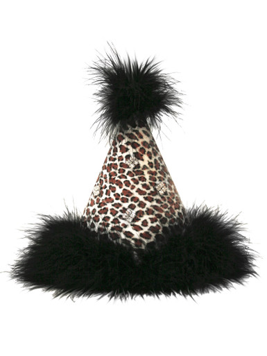 Cheetah Print Felt Birthday Party Hat - Pink Princess