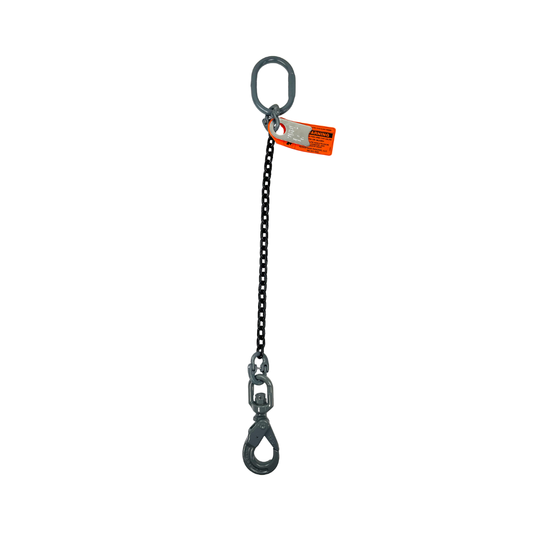Chain Sling - 1/2" x 5' Single Leg with Swivel Positive Locking Hook ...