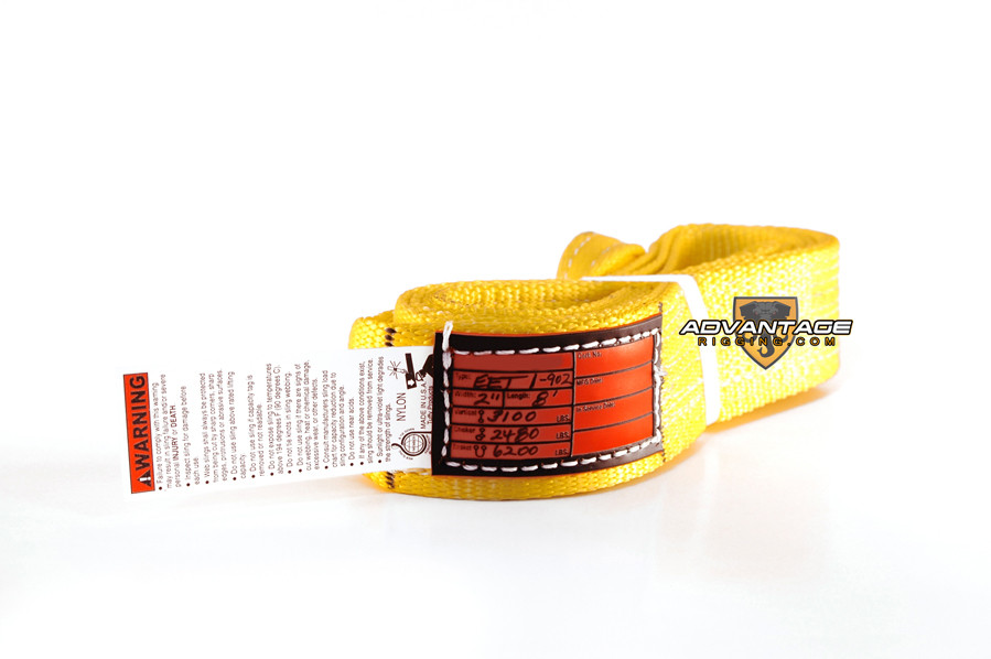 Nylon Lifting Sling - Twisted Eye and Eye - 2" x 8' - 1 Ply