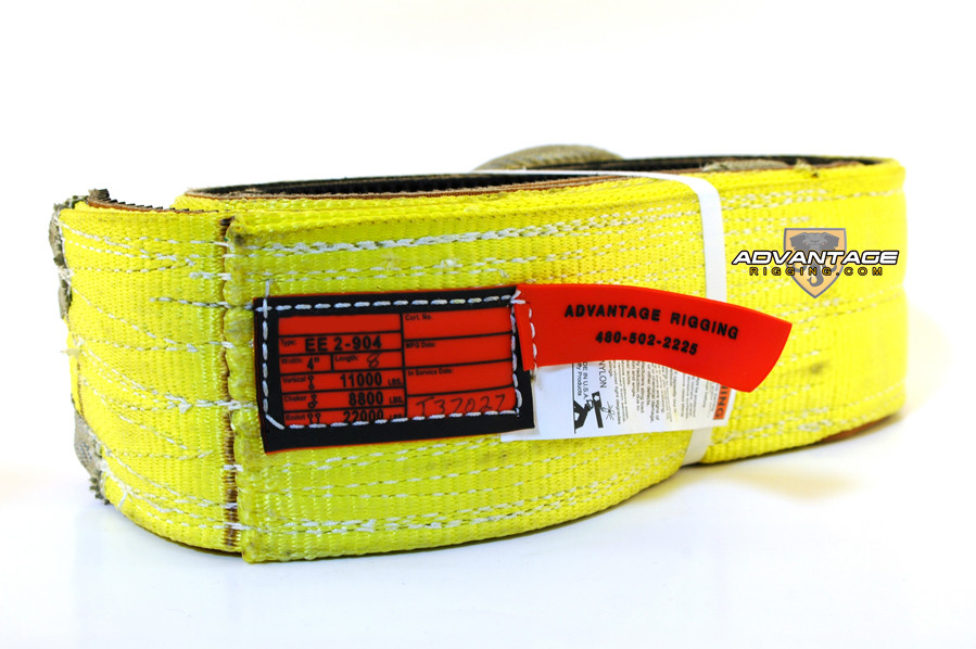 Slip Resistant Nylon Lifting Sling - Twisted Eye and Eye - 4" x 8' - 2 Ply