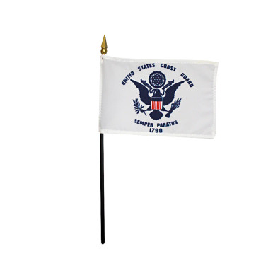 Coast Guard Stick Flag, 4" x 6", Printed E-Gloss