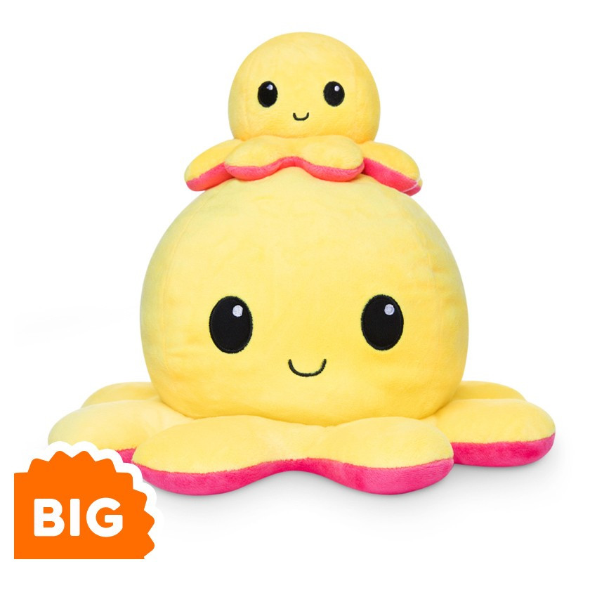 Stuffed Toys: BIG Reversible Octopus Plush: Yellow & Red - Tower of Games
