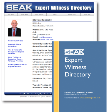 SEAK Expert Witness Directory Listing - SEAK, Inc.