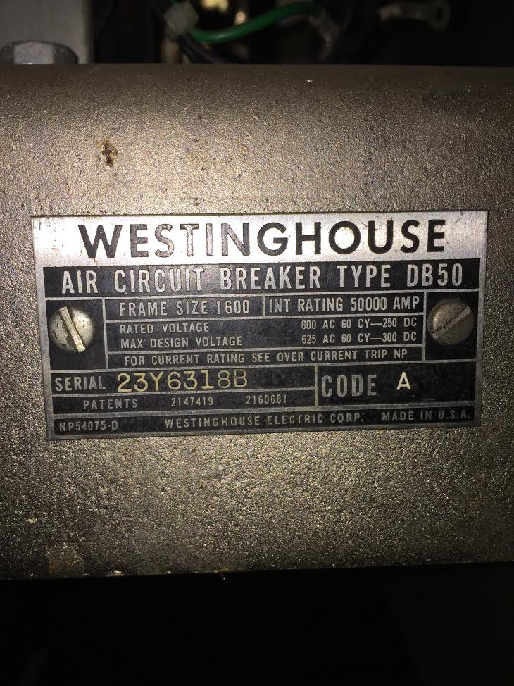DB-50 Westinghouse 1600A EO/DO LI Air Circuit Breaker - Bullock Breakers