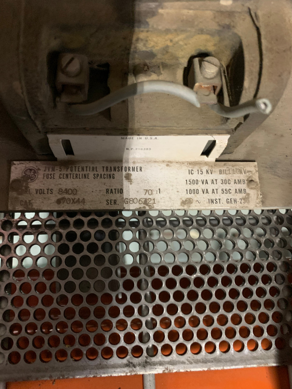 GE Type JVM-5 15KV 8400 Single Fused Potential Transformer - Bullock ...