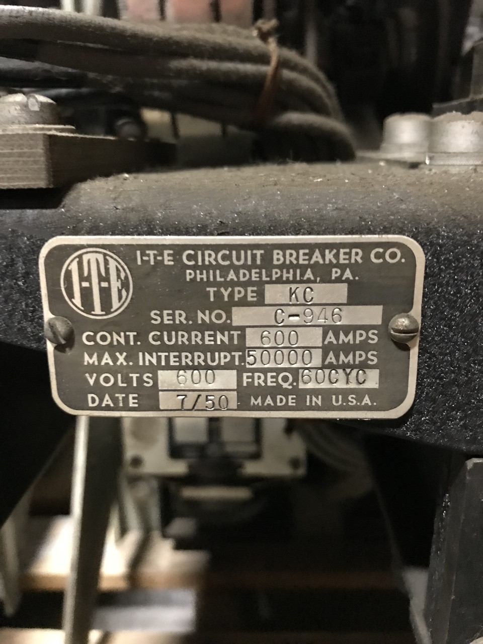 KC ITE MO/DO 600A Cont. Current I Air Circuit Breaker - Bullock Breakers