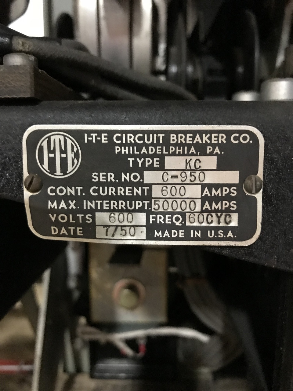 KC ITE MO/DO 600A Cont. Current LI Air Circuit Breaker - Bullock Breakers