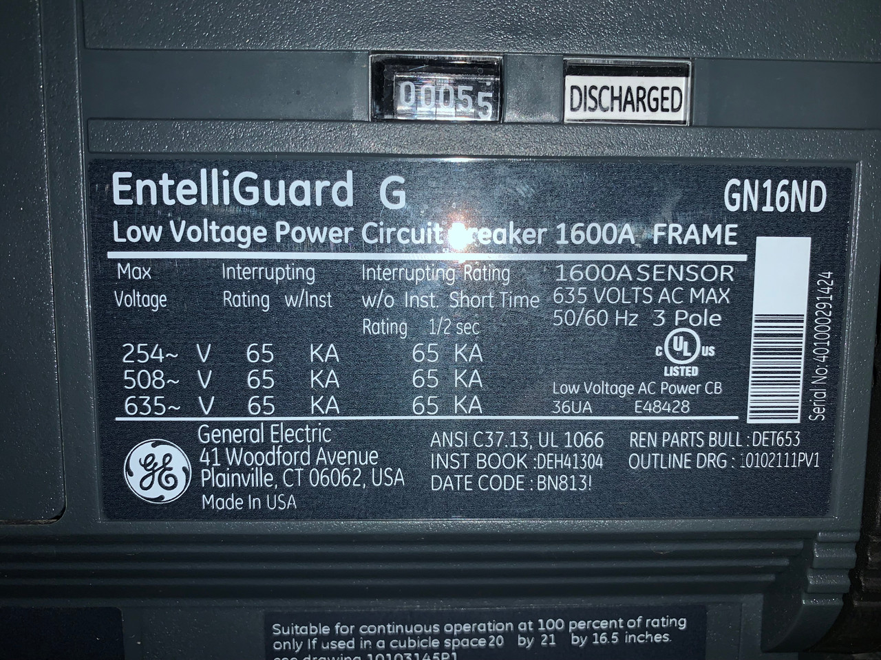 Entelliguard G GE 1600A EO/DO GN16NDEERXX4CLXL4X6V Power Circuit ...