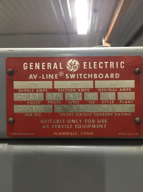 GE AV-Line Single Section Main Switchgear (#171) - Bullock Breakers