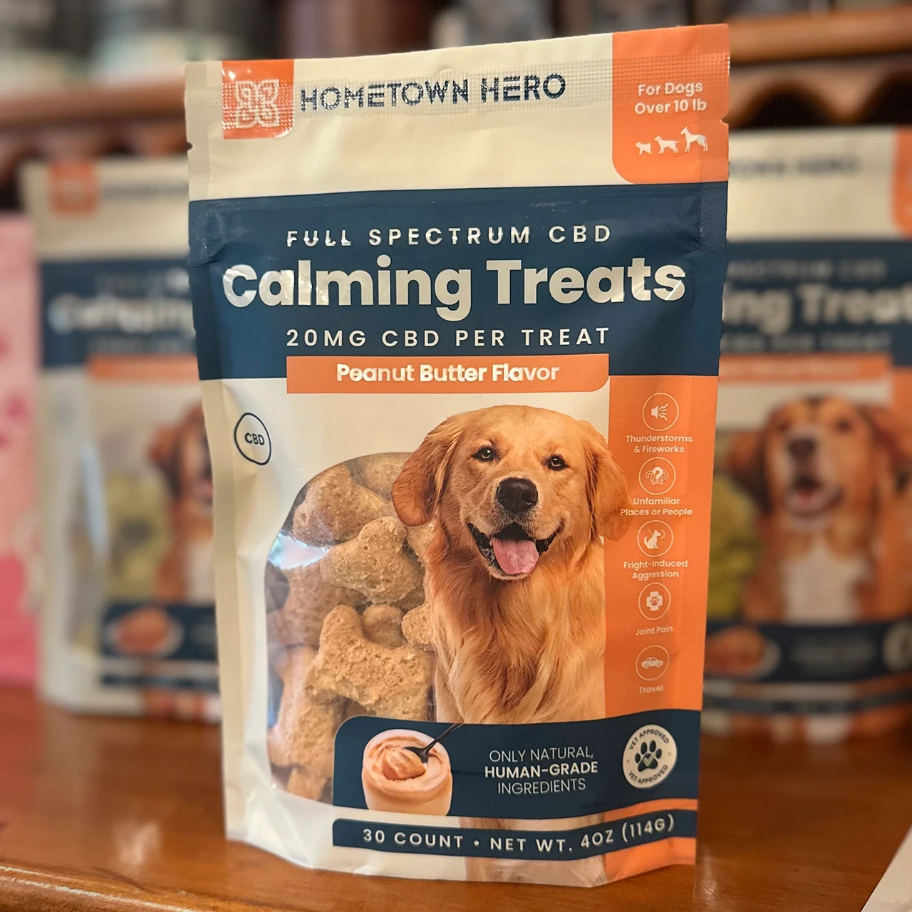 Full Spectrum CBD Dog Treats in Peanut Butter flavor by Hometown Hero